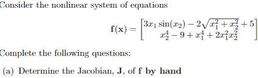 Solved Consider the nonlinear system of equations | Chegg.com