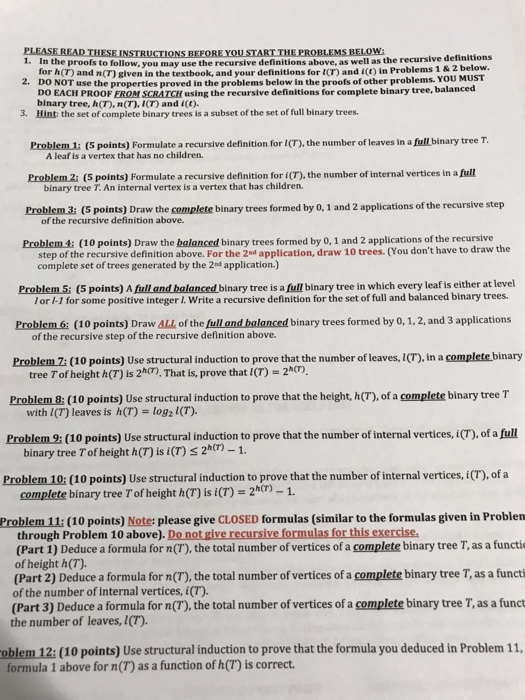 Solved Problem 6: Draw all of the full and balanced binary | Chegg.com