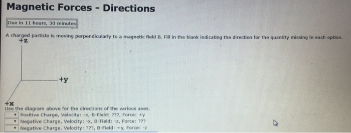 Solved Magnetic Forces Directions Due in 11 hours, 30 | Chegg.com