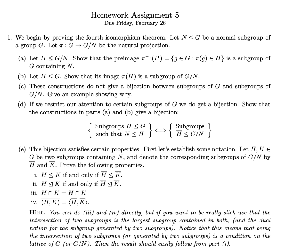 Solved Homework Assignment 5 Due Friday, February 26 1. We | Chegg.com