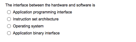 Solved The interface between the hardware and software is | Chegg.com