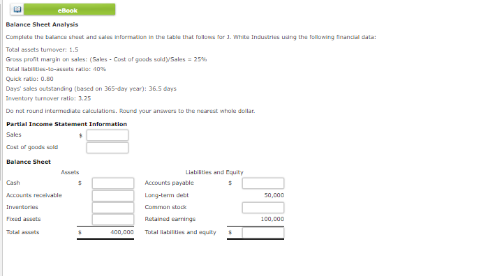 Solved Balance Sheet Analysis Complete the balance sheet and | Chegg.com