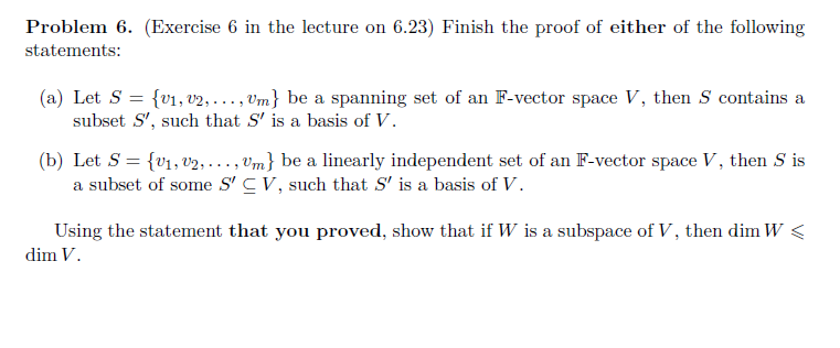 Solved Problem 6. (Exercise 6 in the lecture on 6.23) Finish | Chegg.com