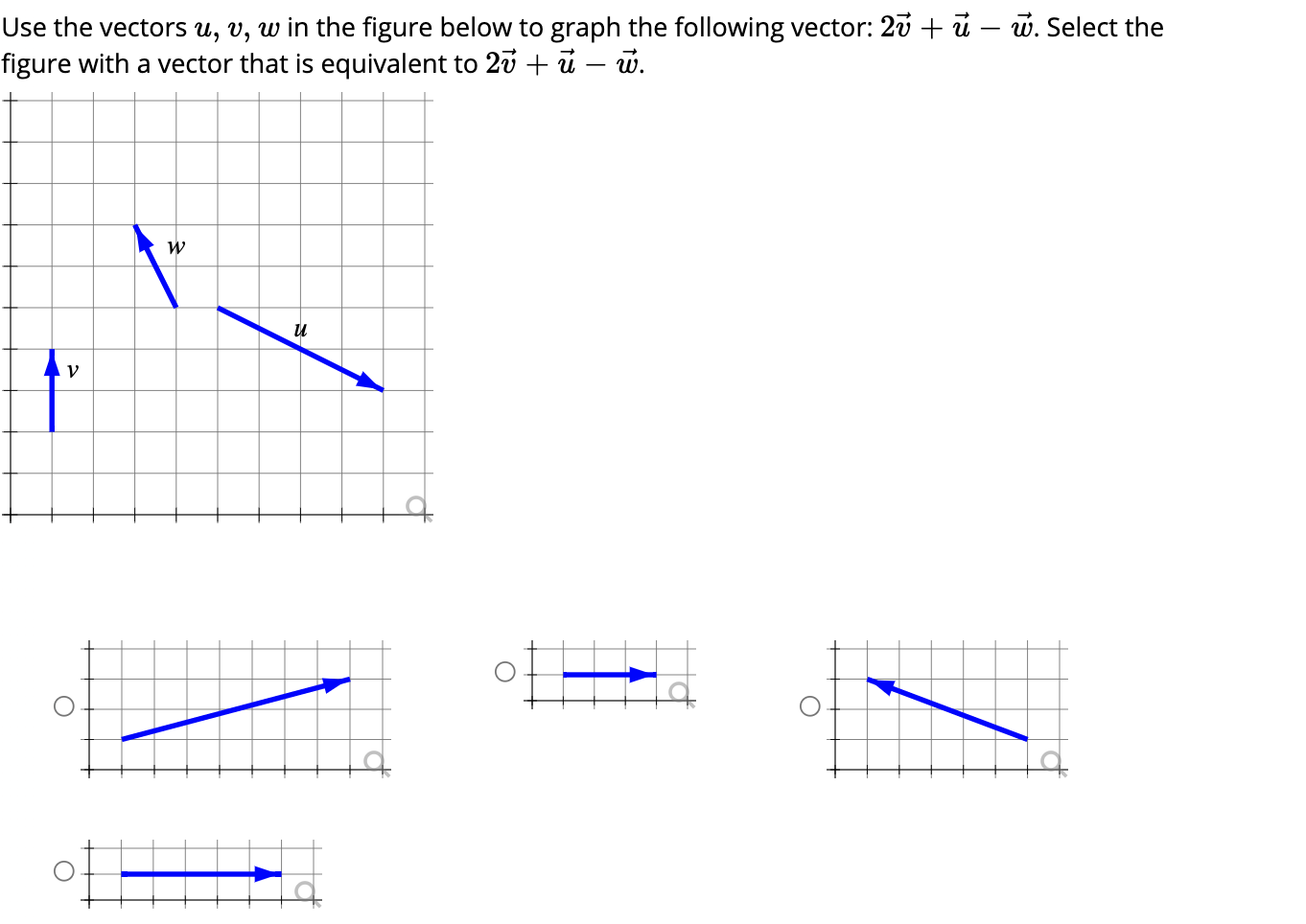 Solved Use the vectors U, V, w in the figure below to graph | Chegg.com