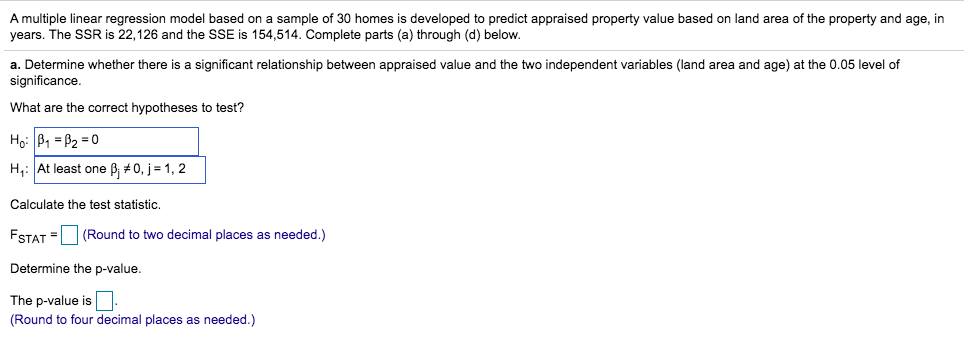 Solved A multiple linear regression model based on a sample | Chegg.com