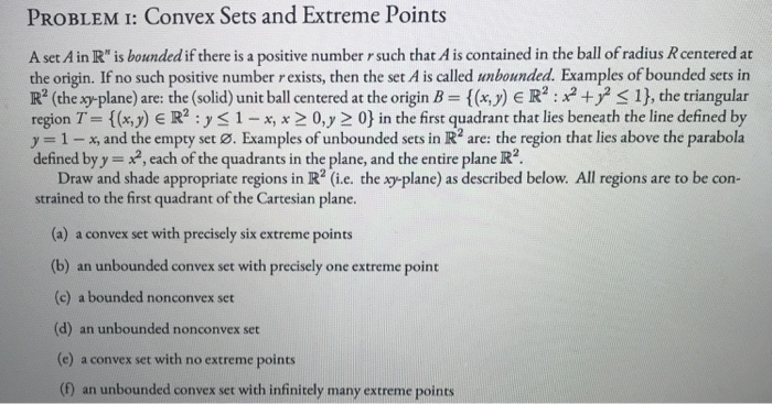 Solved PROBLEM I: Convex Sets and Extreme Points A set Ain | Chegg.com