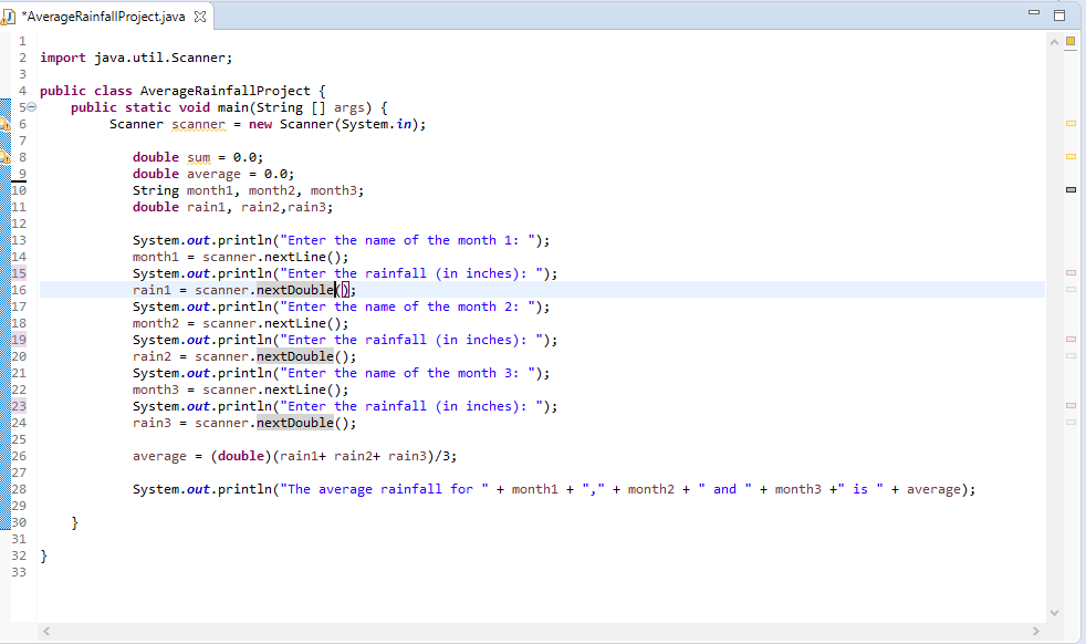 Solved AverageRainfallProjectjava 3 2 Import Chegg