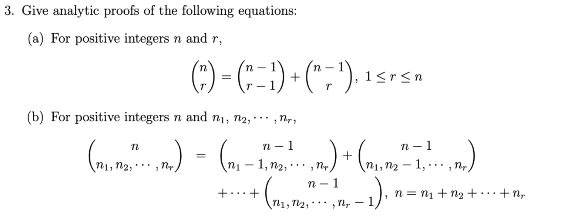Solved 3. Give analytic proofs of the following equations: | Chegg.com