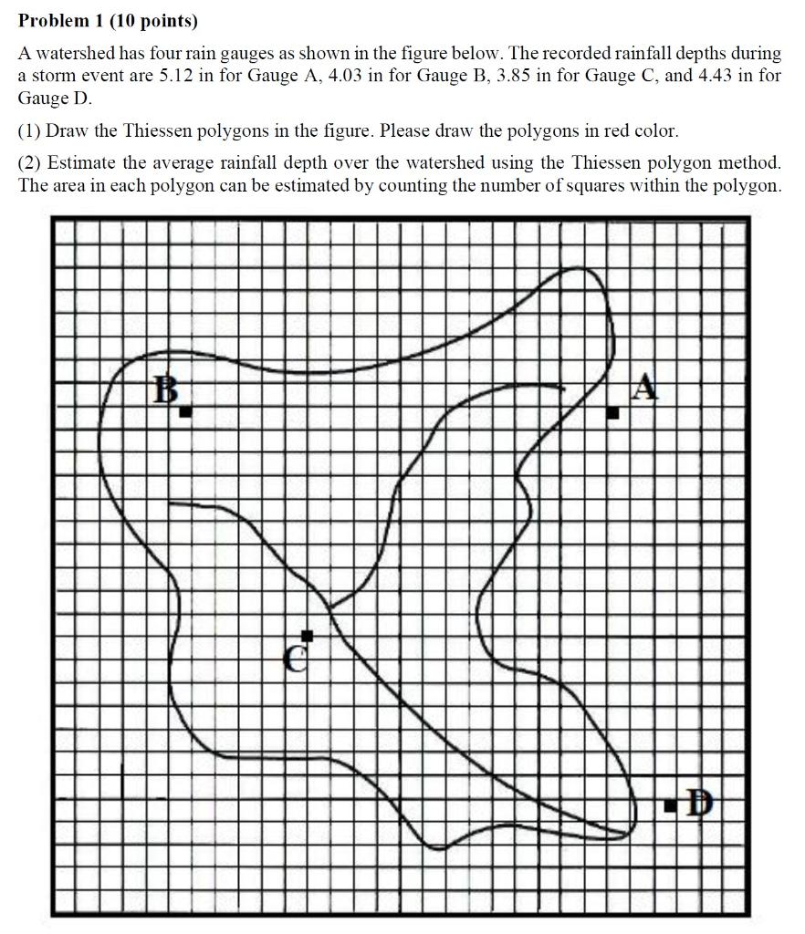 Solved Problem 1 (10 points) A watershed has four rain | Chegg.com