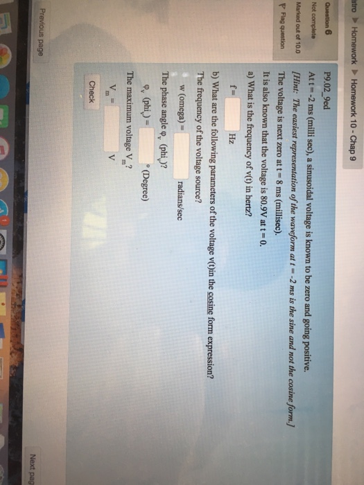 Solved atro Ho 10-Chap 9 6 P9.02 9ed Att--2 ms (milli sec), | Chegg.com