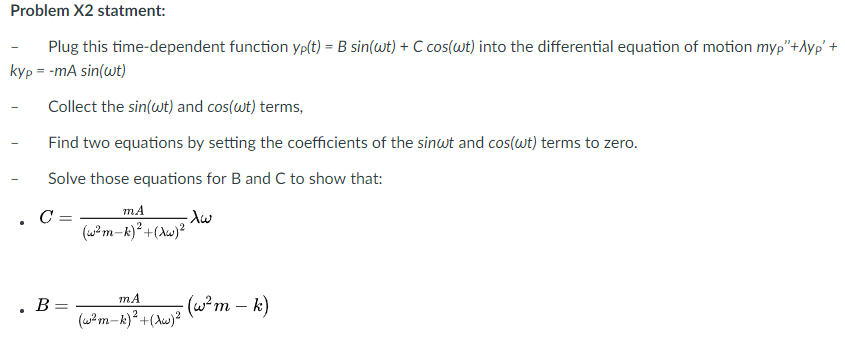 Solved Problem X2 statment: Plug this time-dependent | Chegg.com