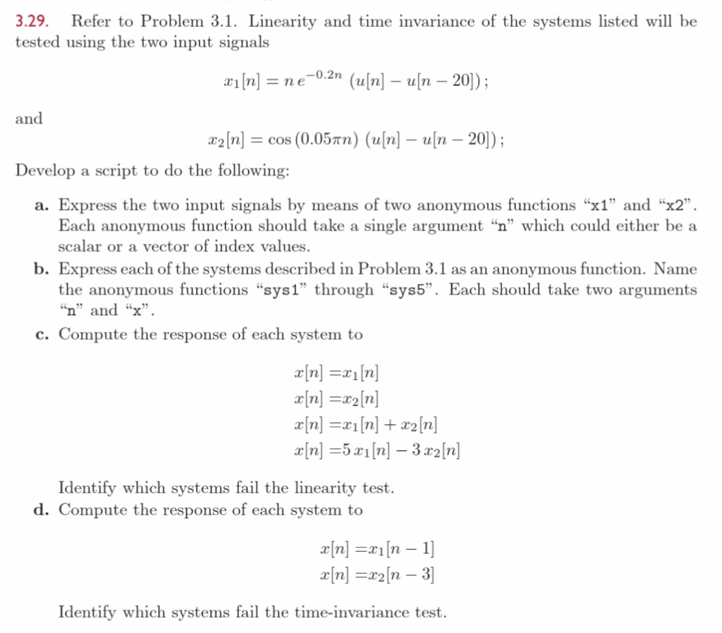 3 29 Refer To Problem 3 1 Linearity And Time