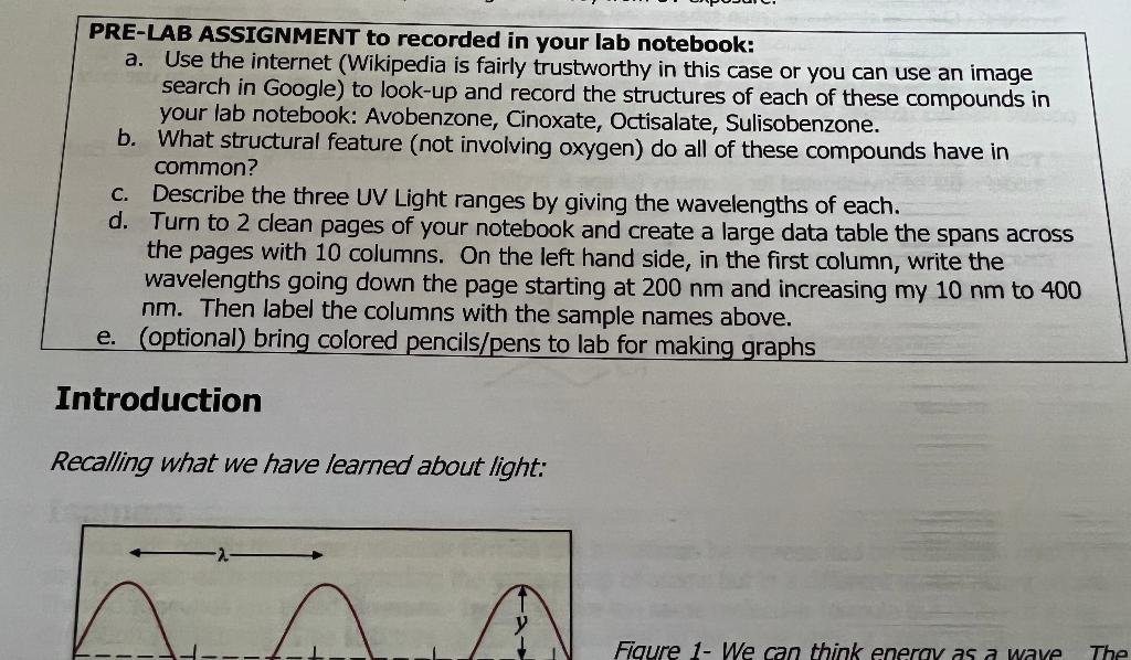 Solved PRE-LAB ASSIGNMENT to recorded in your lab notebook: | Chegg.com