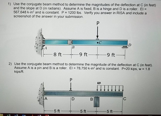 Solved 1) Use the conjugate beam method to determine the | Chegg.com