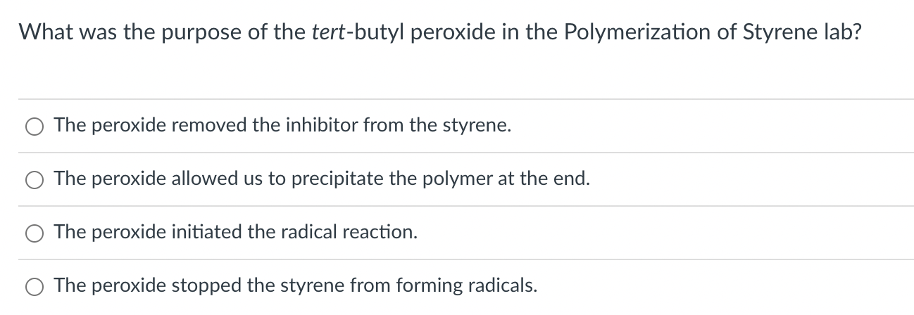 Solved What was the purpose of the tert-butyl peroxide in | Chegg.com