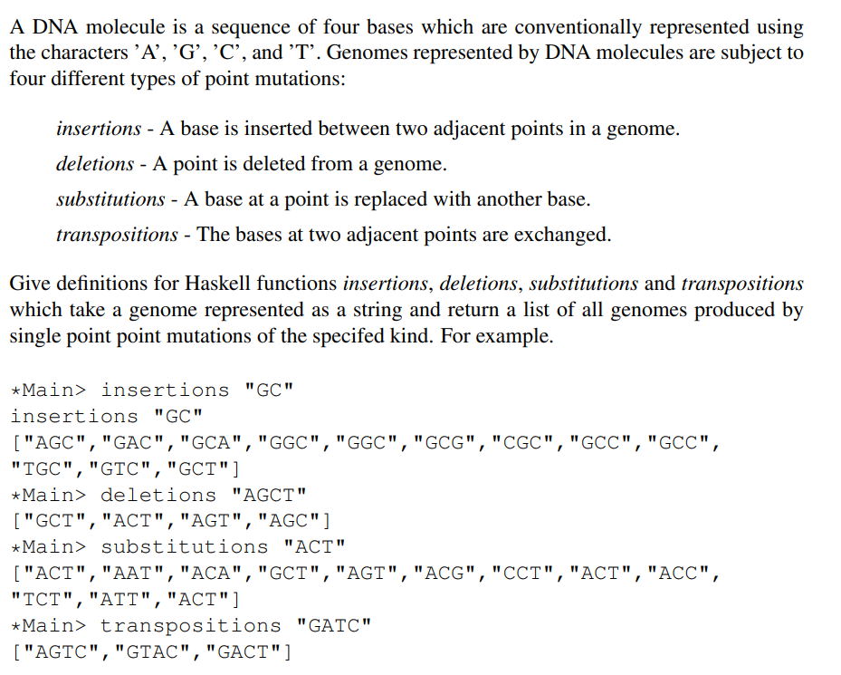 Solved Please help create functions in haskell insertions :: | Chegg.com
