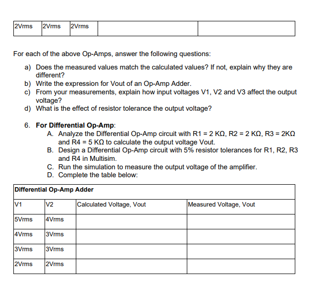 Solved 5. For Op-Amp Adder: A. Analyze the Op-Amp Adder | Chegg.com