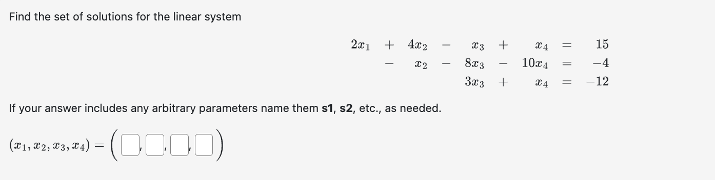 Solved Find the set of solutions for the linear | Chegg.com