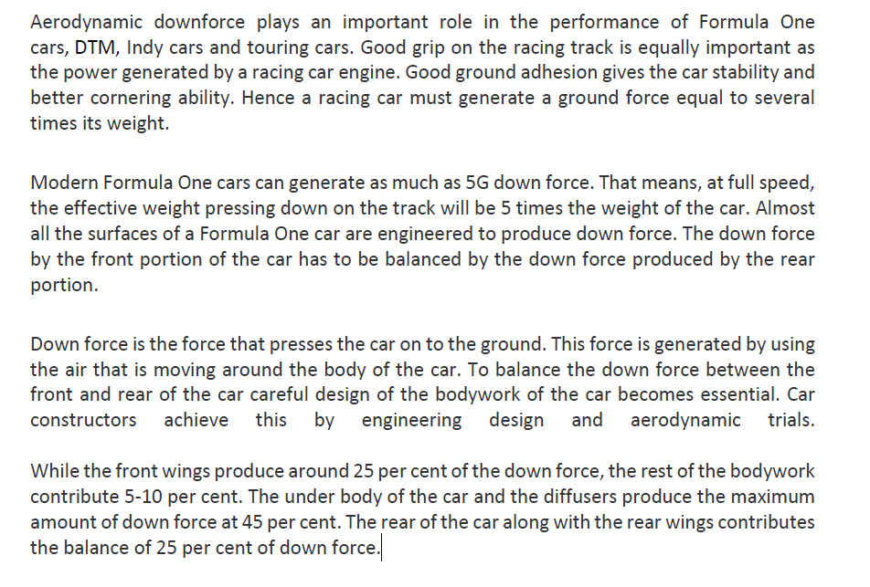 Solved HOW FORMULA 1 CARS CREATE DOWNFORCE?Aerodynamic | Chegg.com
