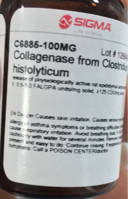 Solved SIGMA C6886-100MG Lott Collagenase from Clostor | Chegg.com