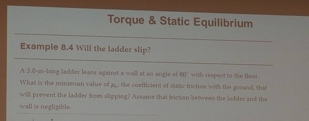 Solved Torque & Static Equilibrium Example 8.4 Will the | Chegg.com