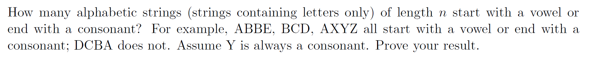 Solved How many alphabetic strings (strings containing | Chegg.com