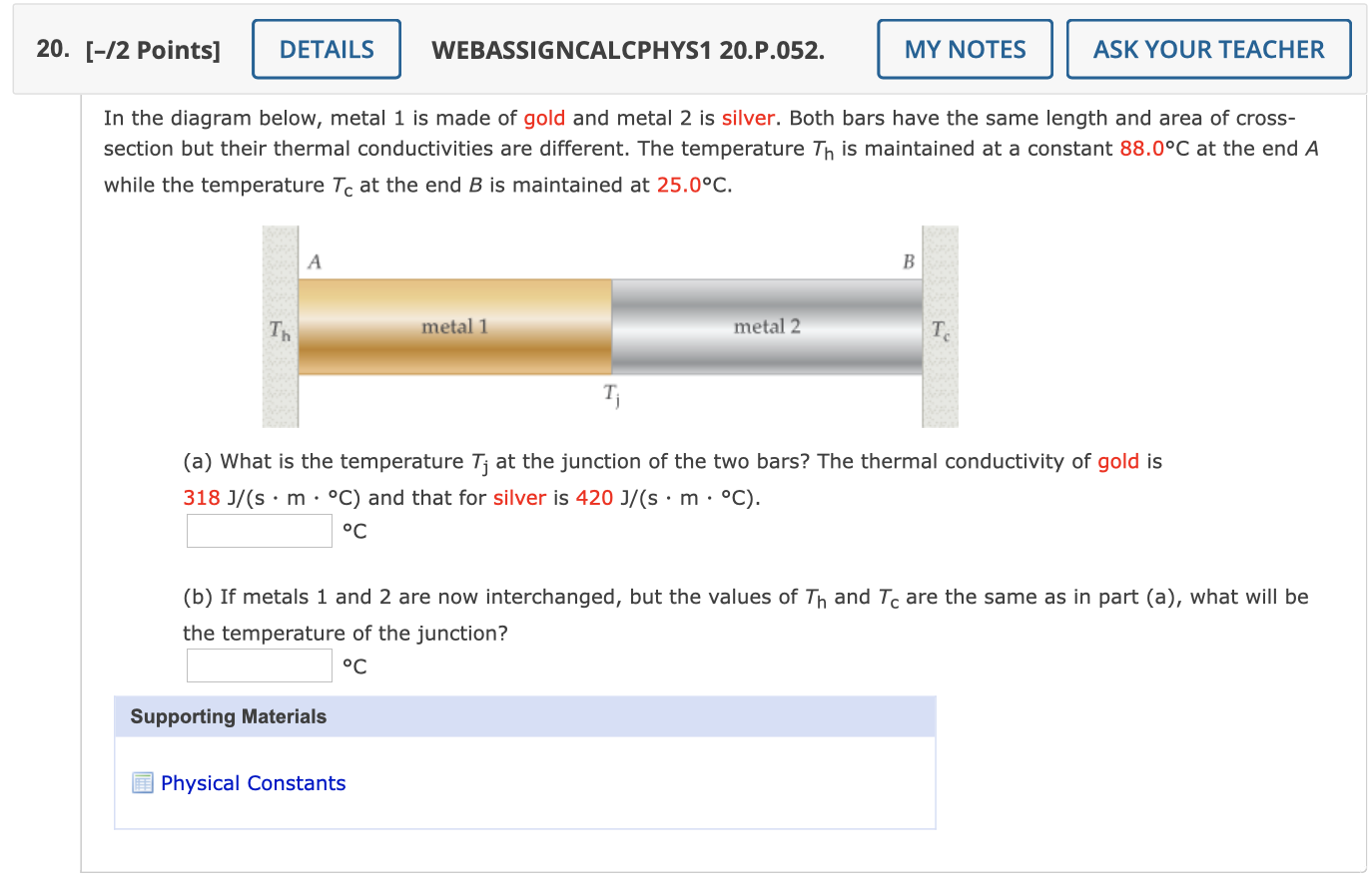 Solved 20. [-/2 Points] DETAILS WEBASSIGNCALCPHYS1 20.P.052. | Chegg.com