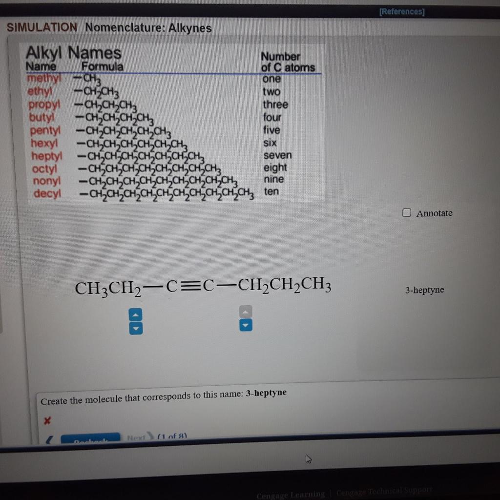 Solved [References) SIMULATION Nomenclature: Alkynes Alkyl | Chegg.com Solved [References) SIMULATION Nomenclature: Alkynes Alkyl | Chegg.com