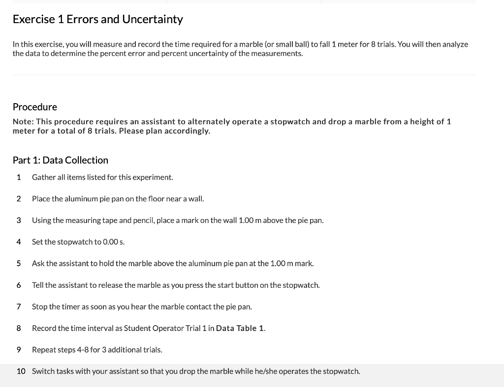 Solved Exercise 1 Errors and Uncertainty In this exercise, | Chegg.com