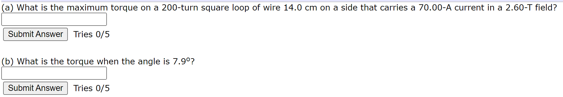Solved (a) What is the maximum torque on a 200 -turn square | Chegg.com
