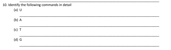 Solved 10. Identify the following commands in detail (a) U | Chegg.com
