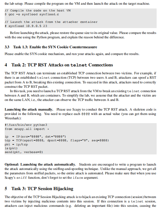 Solved Figure 3: TCP Session Hijacking Attack victims to | Chegg.com