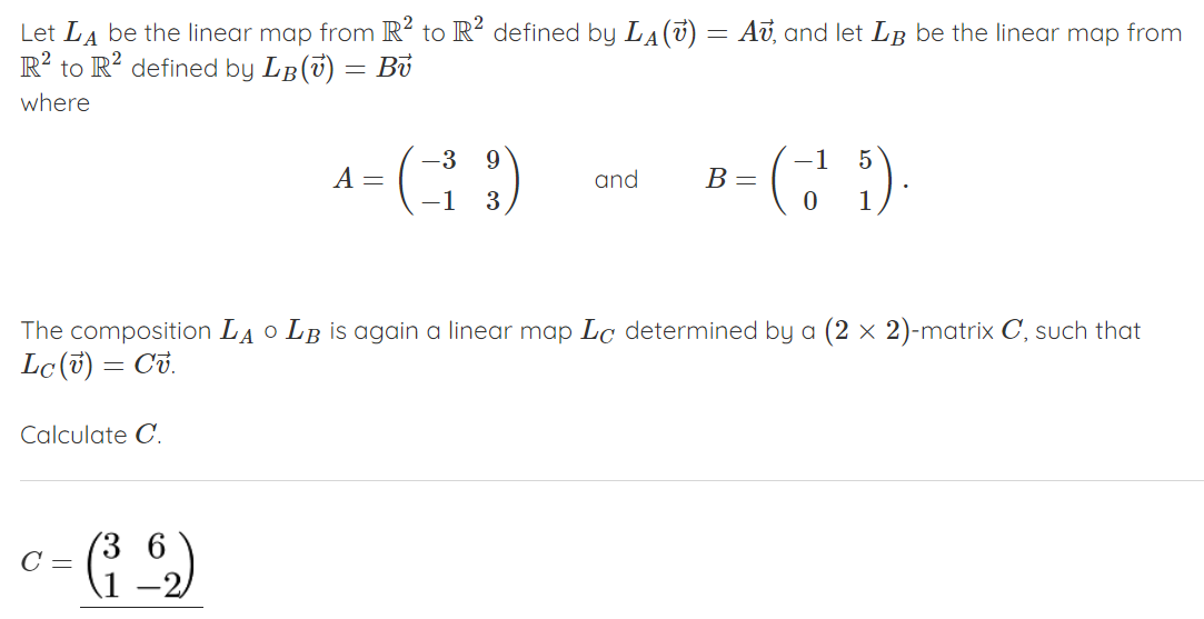 Solved Let LA be the linear map from R2 to R2 defined by | Chegg.com