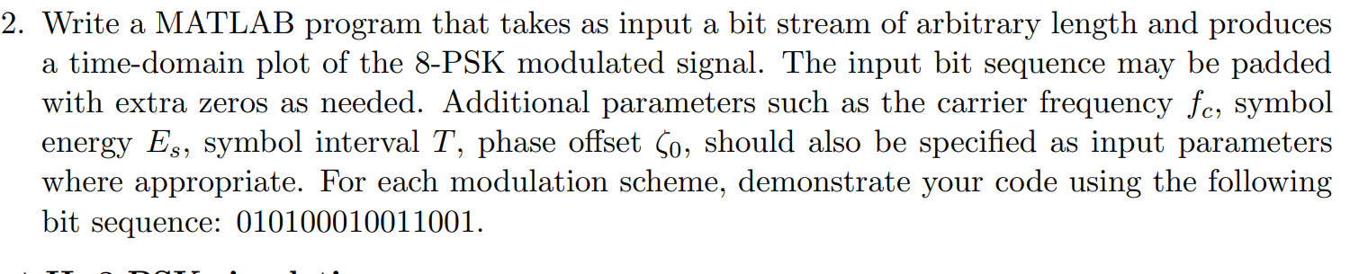 2. Write a MATLAB program that takes as input a bit | Chegg.com
