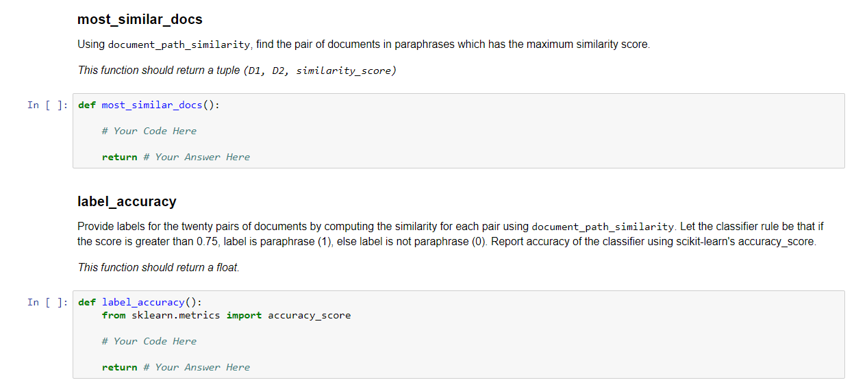 ## Part 1 - Document Similarity For the first part | Chegg.com