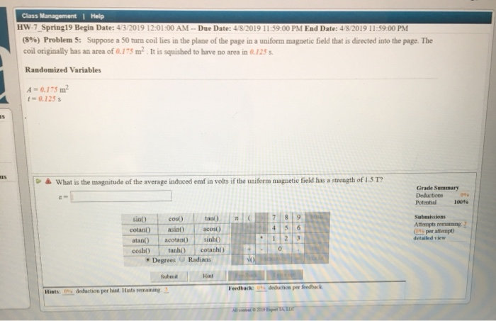 Solved HW-7-Spring19 Begin Date: 43 20 19 12:01:00 AM-Due | Chegg.com