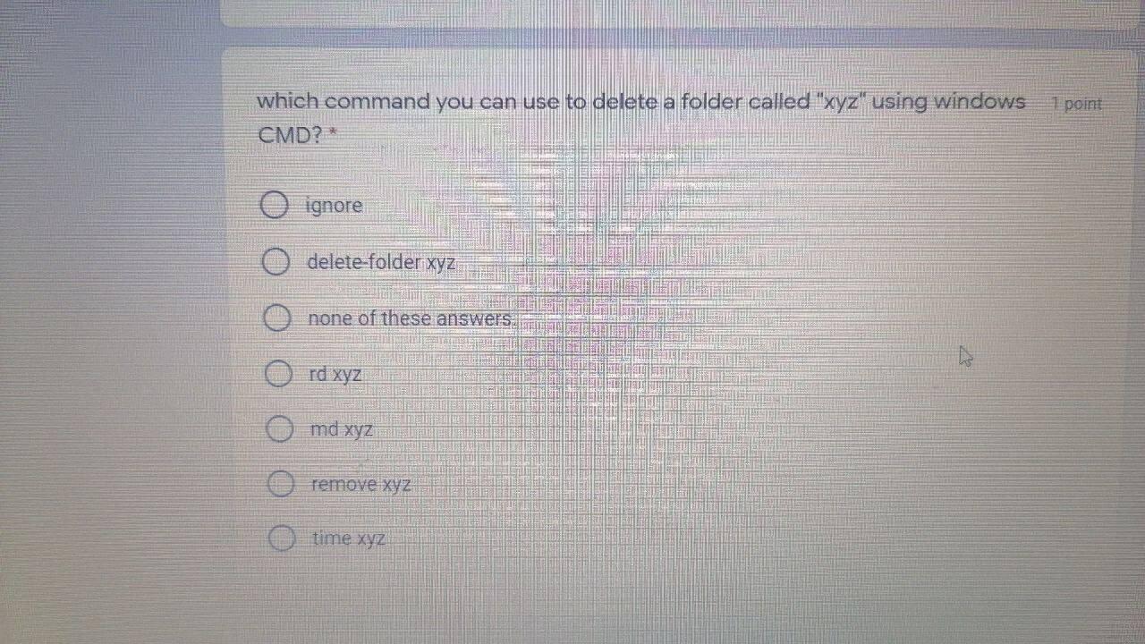 Solved 1 point which command you can use to delete a folder | Chegg.com