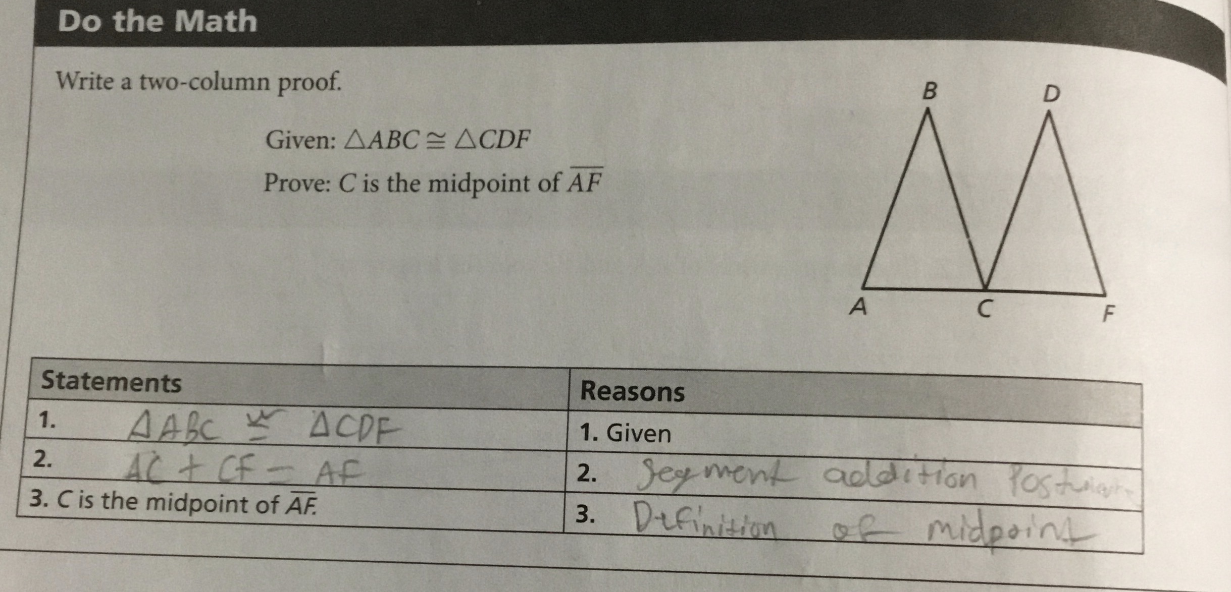 Solved Do the MathWrite a two-column proof.Given: | Chegg.com