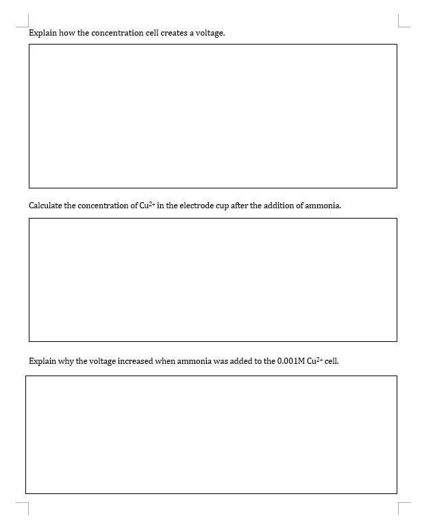 Solved Below is a diagram of the concentration cell prepared | Chegg.com