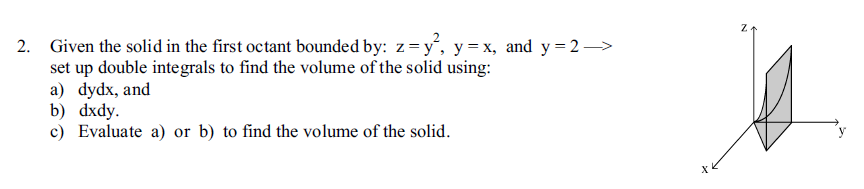 Solved 2. Given the solid in the first octant bounded by: | Chegg.com