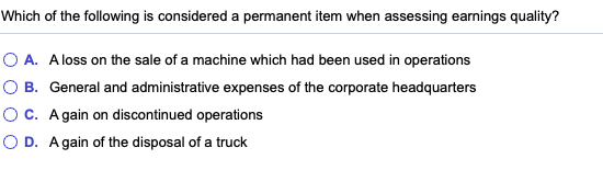 Solved Which of the following is considered a permanent item | Chegg.com