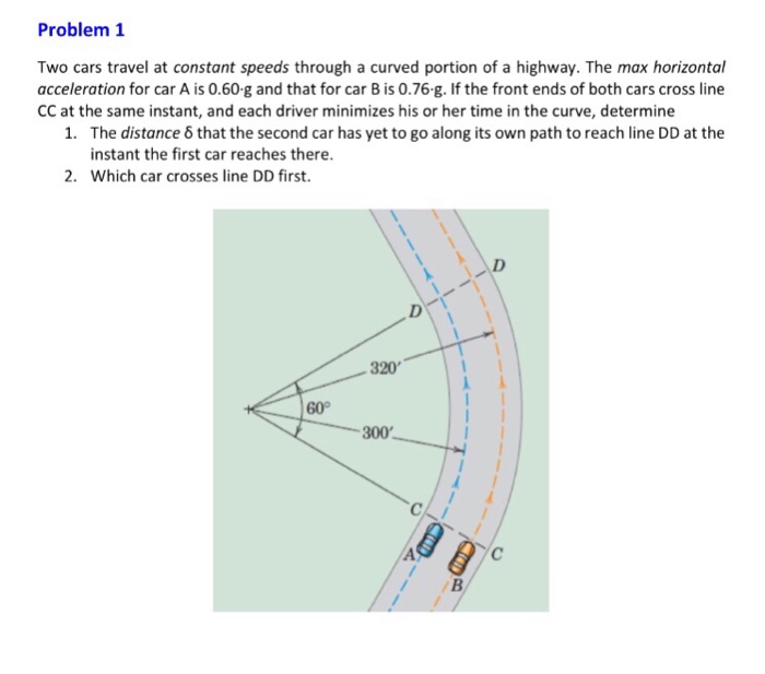 Solved Problem1 Two cars travel at constant speeds through a | Chegg.com