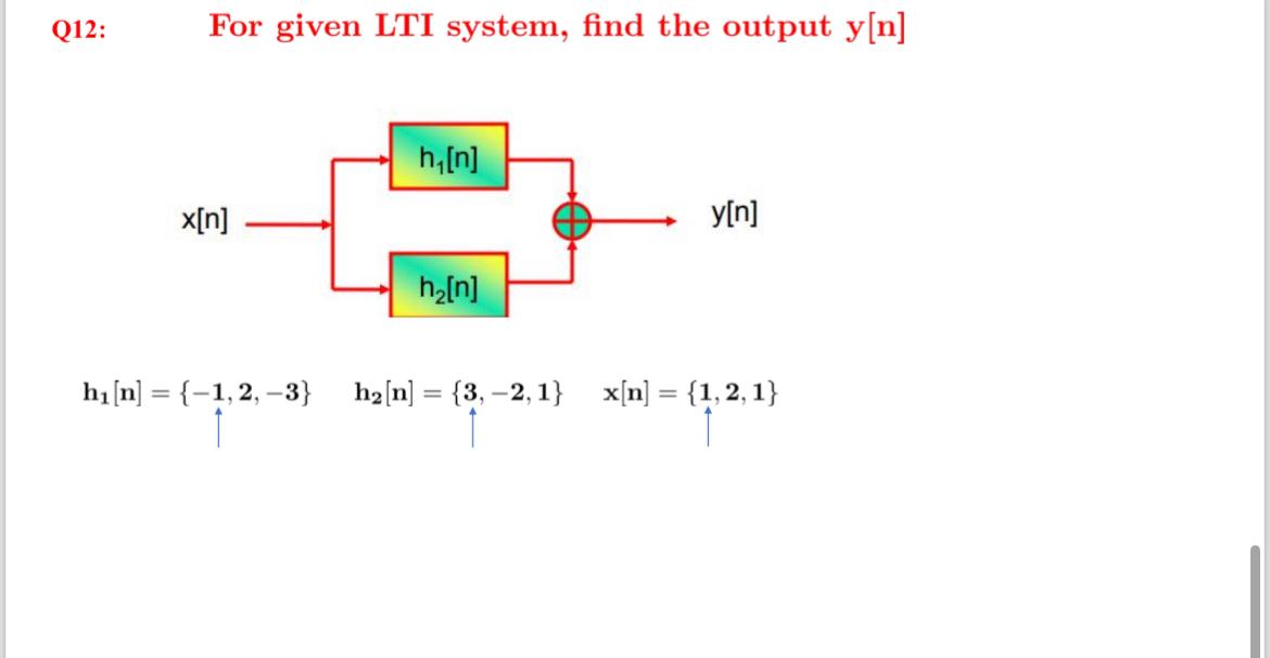 Solved Q12:For given LTI system, find the output | Chegg.com