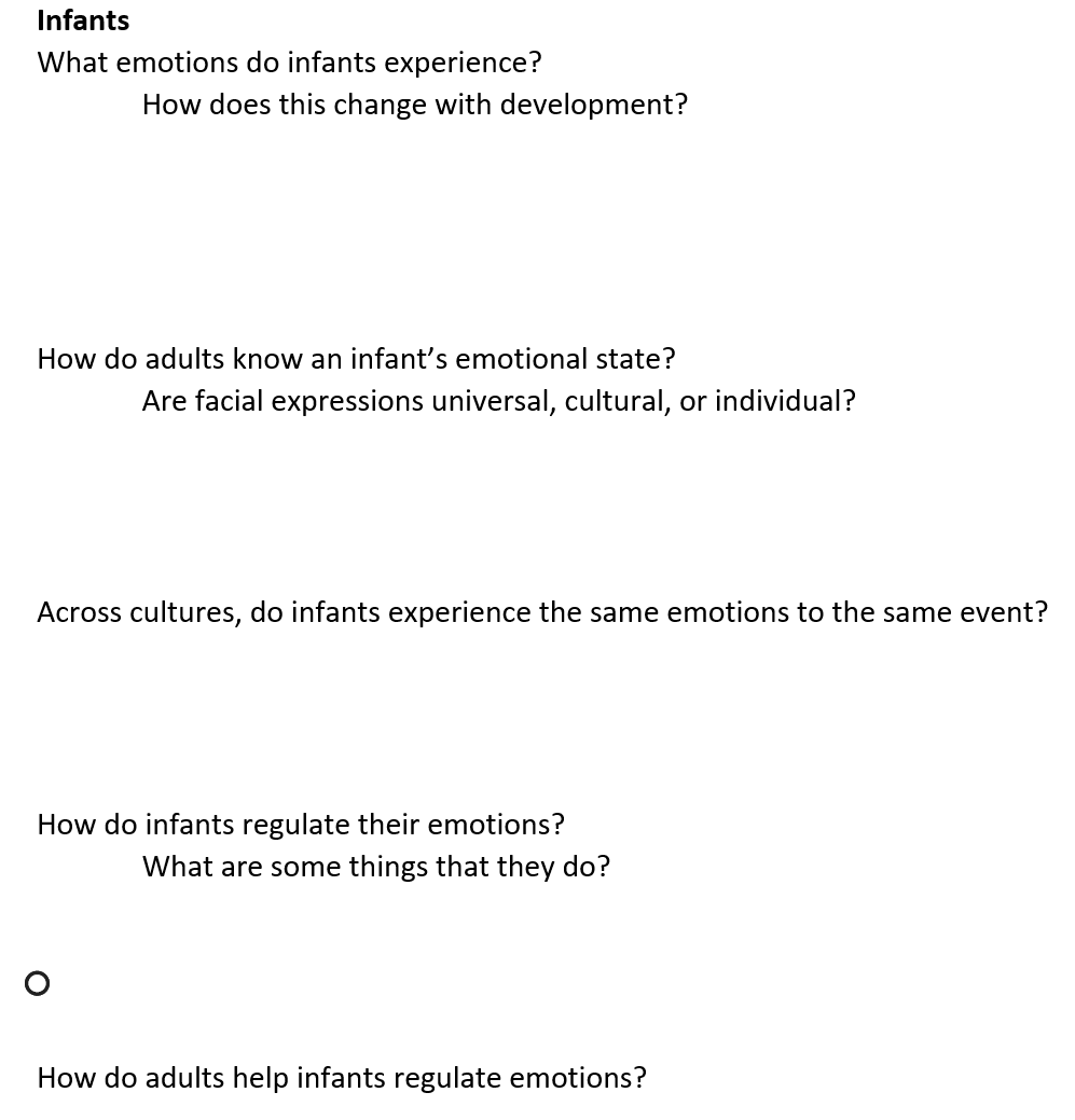 Solved Infants What emotions do infants experience? How does | Chegg.com