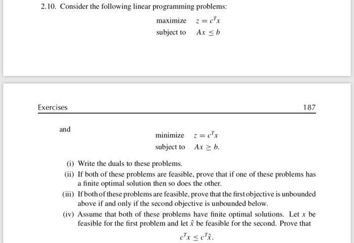 Solved 2.10. Consider the following linear programming | Chegg.com