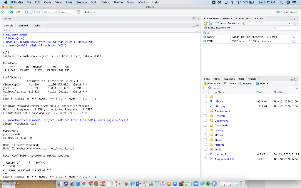 Solved What does a heteroskedastic robust F test that is run | Chegg.com