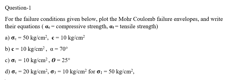 Solved Question-1 For the failure conditions given below, | Chegg.com