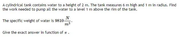 Solved A cylindrical tank contains water to a height of 2 m. | Chegg.com