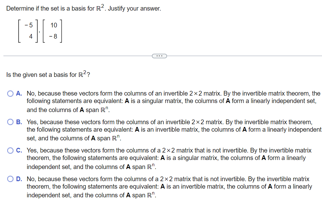 Solved Determine if the set is a basis for R2. Justify your | Chegg.com