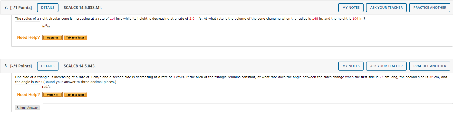 Solved 7.The radius of a right circular cone is increasing | Chegg.com